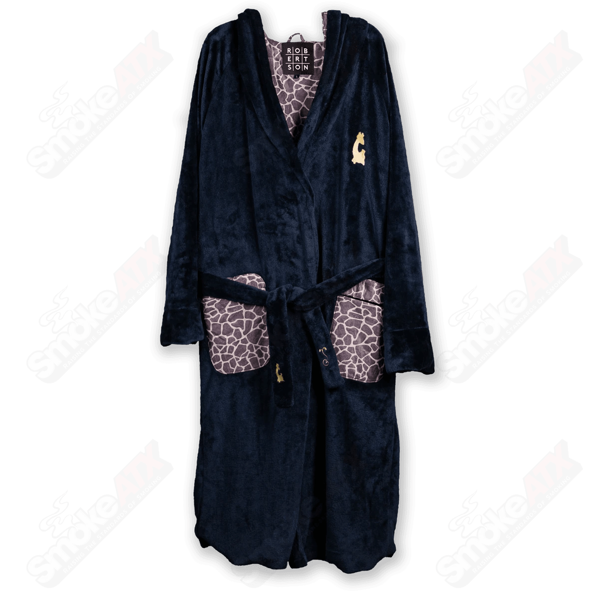 Black Robe W/ Giraffe Print Matt Robertson Glass Black Large